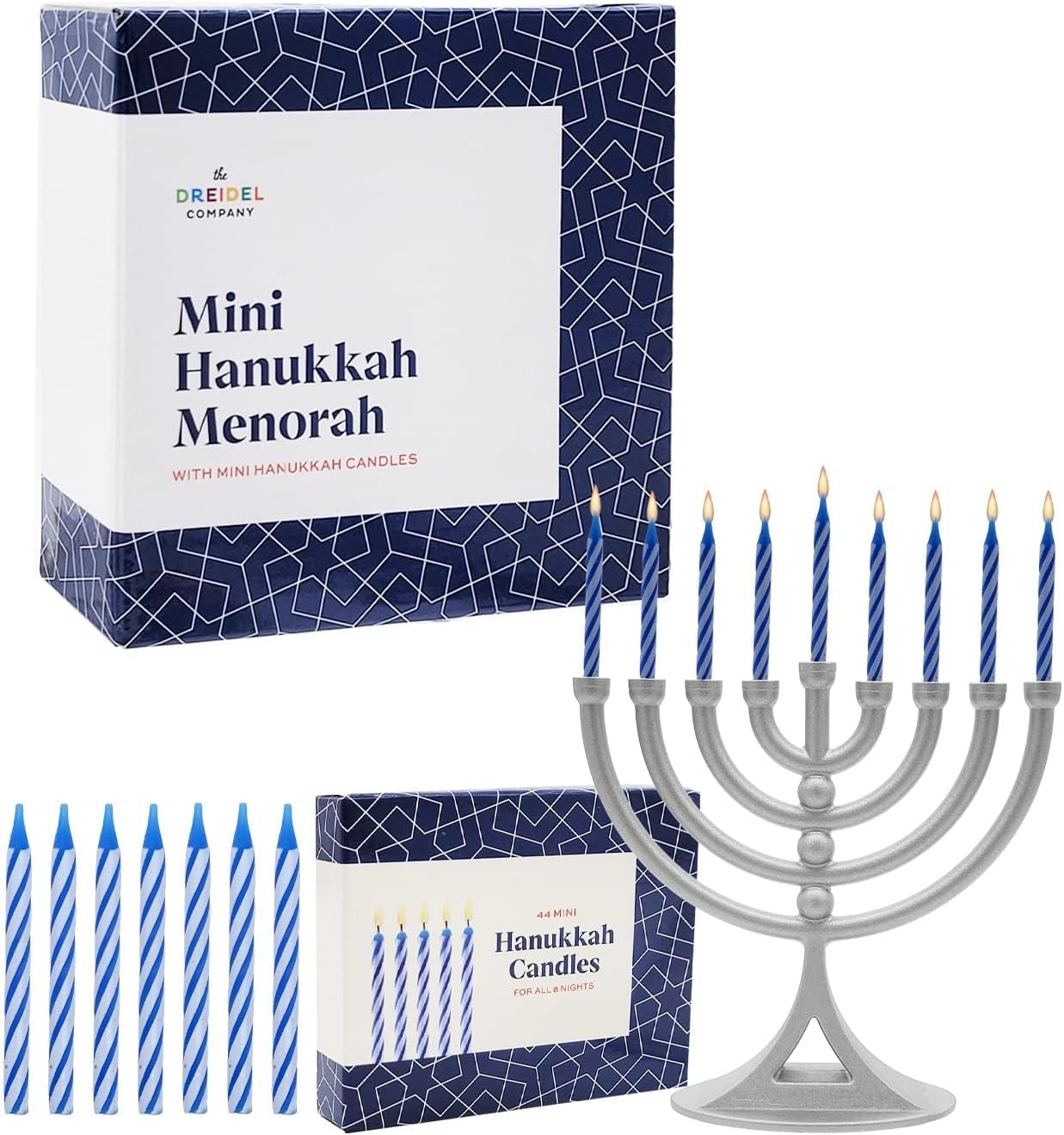 Classic Hanukkah Mini Menorah with Birthday Candles, for All 8 Days of ...
