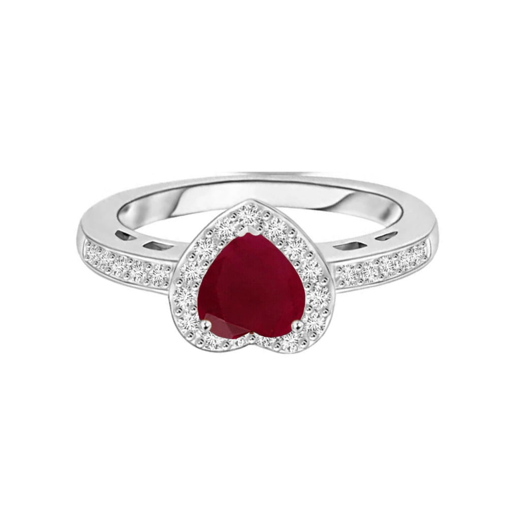 Classic Heart Shape Red Ruby Engagement Ring Anniversary Jewelry For ...