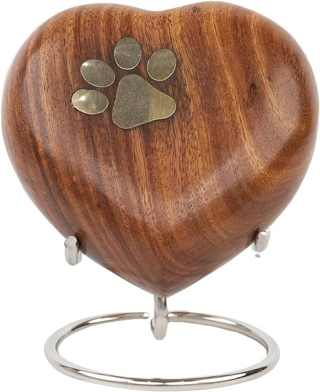 Classic Heart Shaped Rose Wood Pet Memorial Urn, Dog and Cat Urns for ...