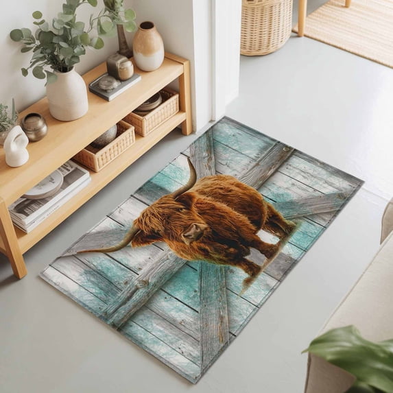 Classic Highland Cow Portrait Rectangle Area Rug 2x3ft,Living Room Rug ...