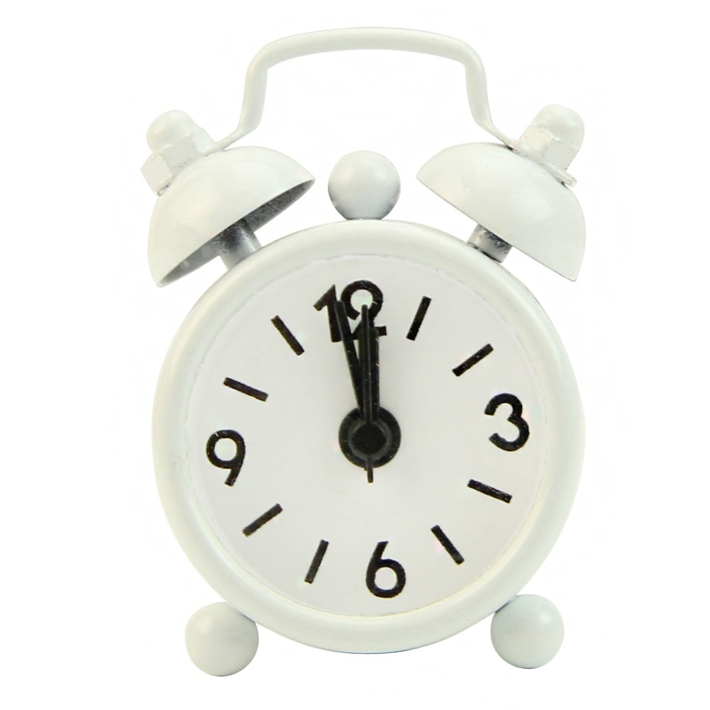 Classic Home Cute Battery Operated Analog Mini Round Bedside Desk Alarm ...