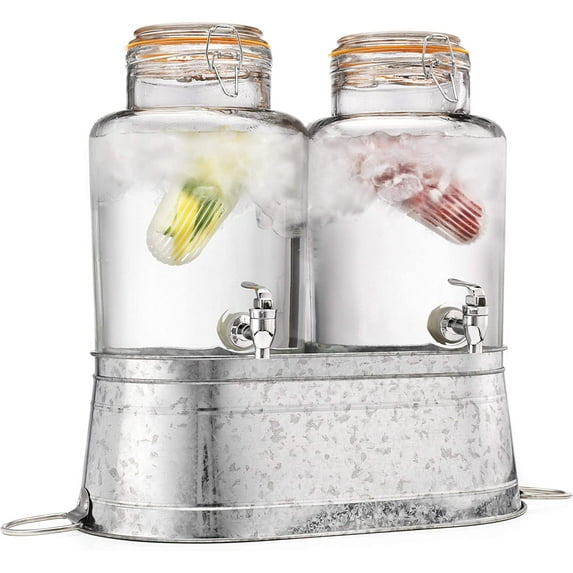 Classic Home Two (2) 1 Gallon Each Quality Ice Cold Clear Glass Jug ...