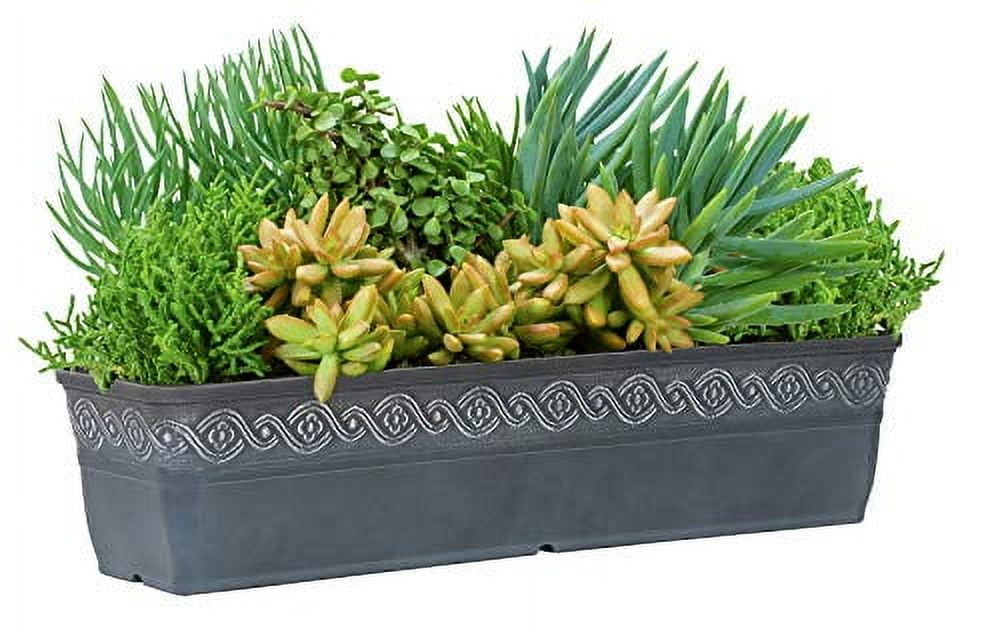 Classic Home and Garden Corinthian Resin Flower Pot Rectangle Planter ...