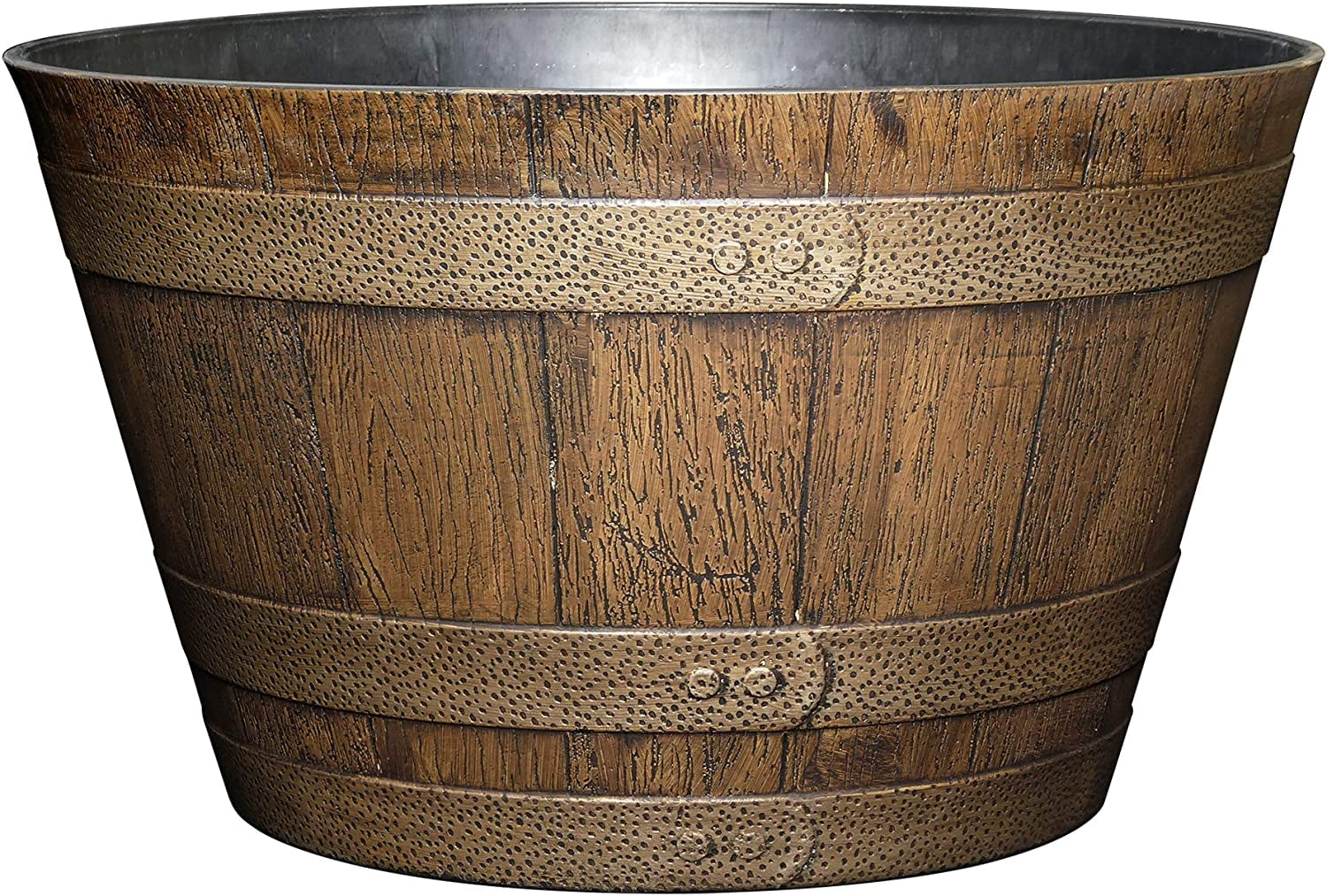 Classic Home and Garden Whiskey Barrel Planter, 20.5", Distressed Oak ...