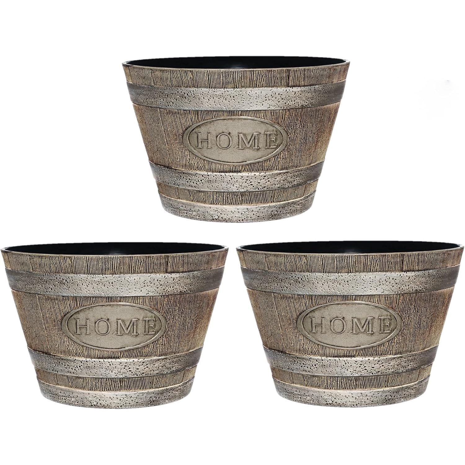 Classic Home and Garden Whiskey Plastic Resin Home Flower Pot Barrel ...