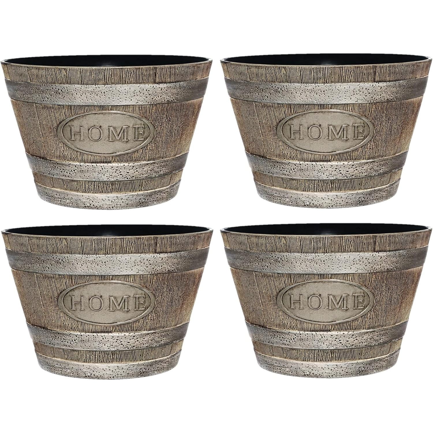 Classic Home and Garden Whiskey Plastic Resin Home Flower Pot Barrel ...