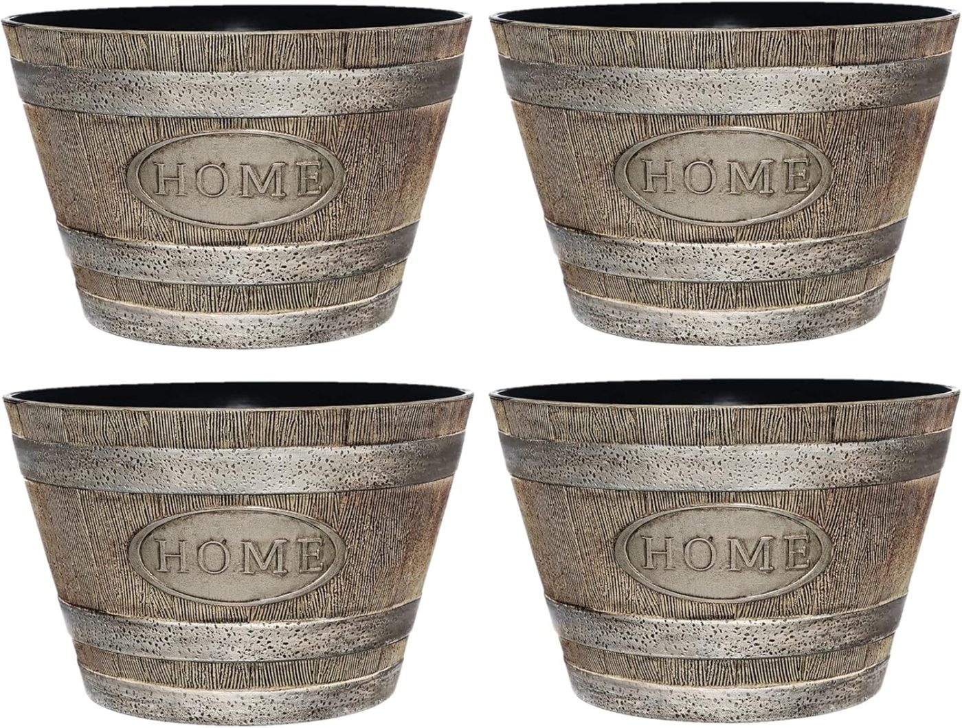 Classic Home and Garden Whiskey Plastic Resin Home Flower Pot Barrel ...