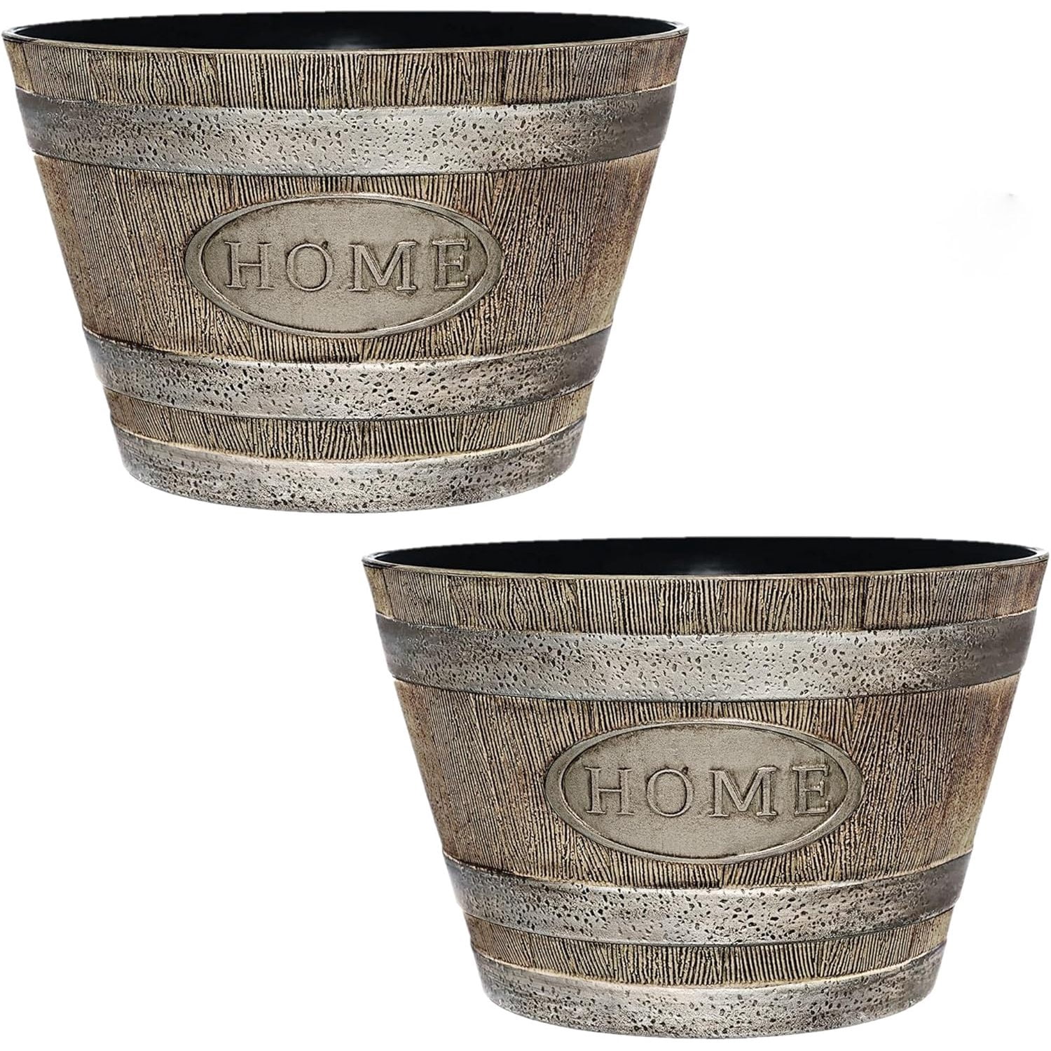 Classic Home and Garden Whiskey Plastic Resin Home Flower Pot Barrel ...