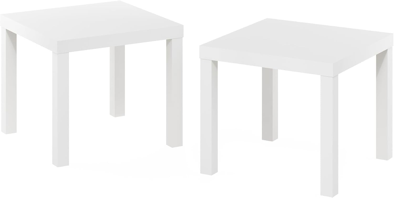 Classic Square Parsons Side End Table, Set of 2, White - Walmart.com