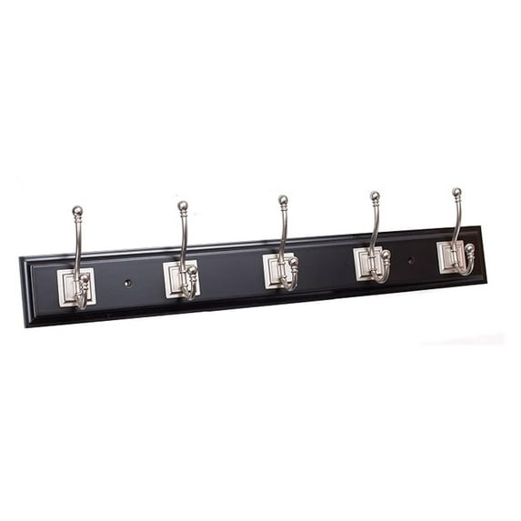Classic Hook Rack and Hat Rack | 5 | Wall Mount | Black Finish ...