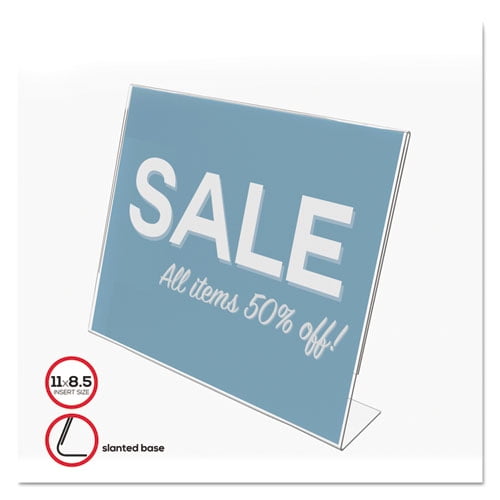 Classic Image Slanted Sign Holder, Landscaped, 11 x 8.5 Insert, Clear ...