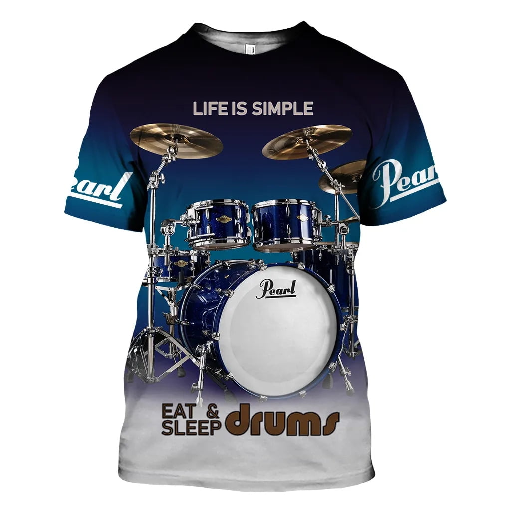 Classic Instrument Drumbeat 3D Printed Pattern Summer Men's T-shirt ...