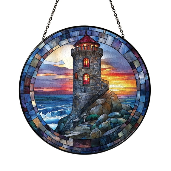 Classic Irish Castle Window Suncatcher with Stained Glass Look ...