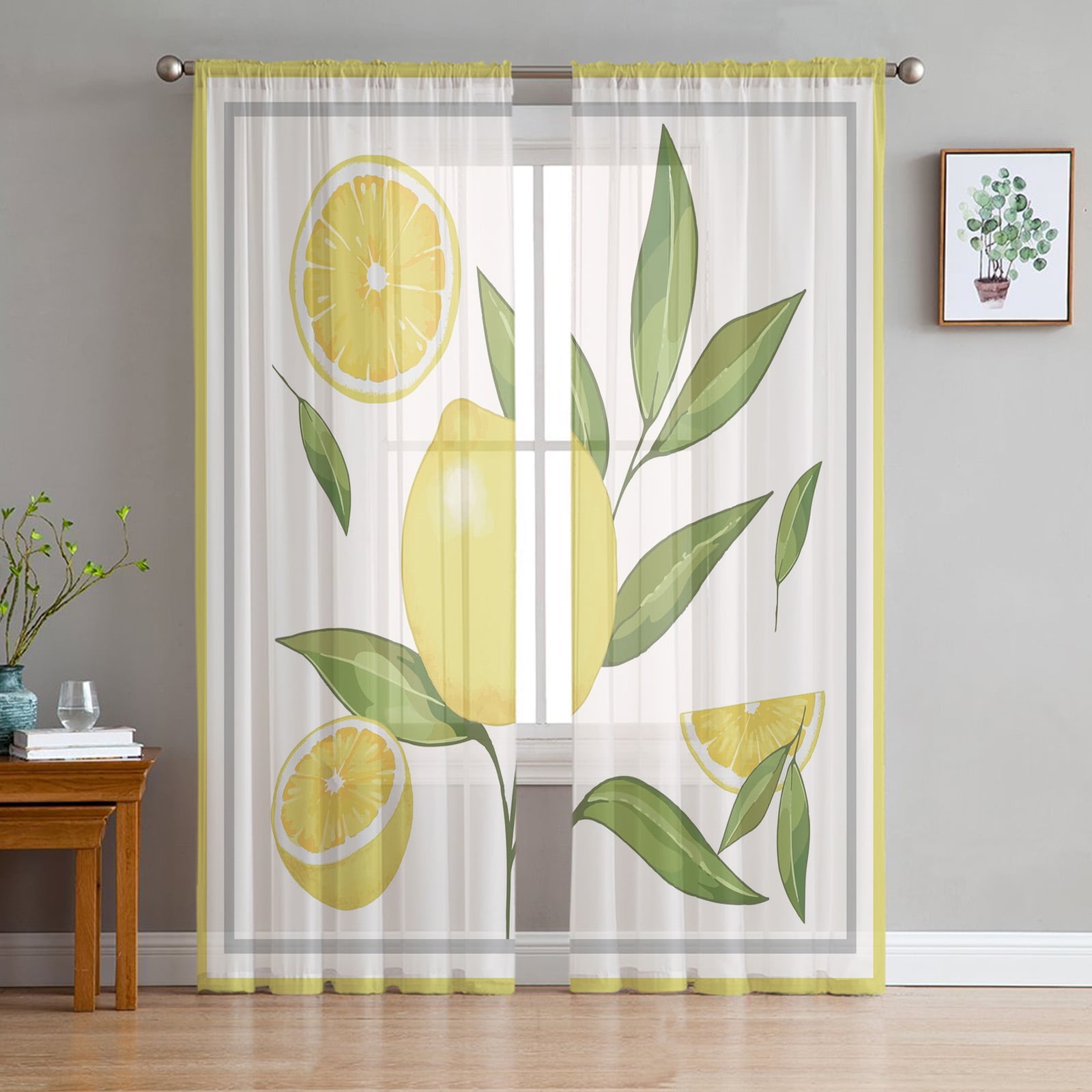 Classic Italian Brunch Pattern Lemon Fruit Tulle Curtains for Living ...