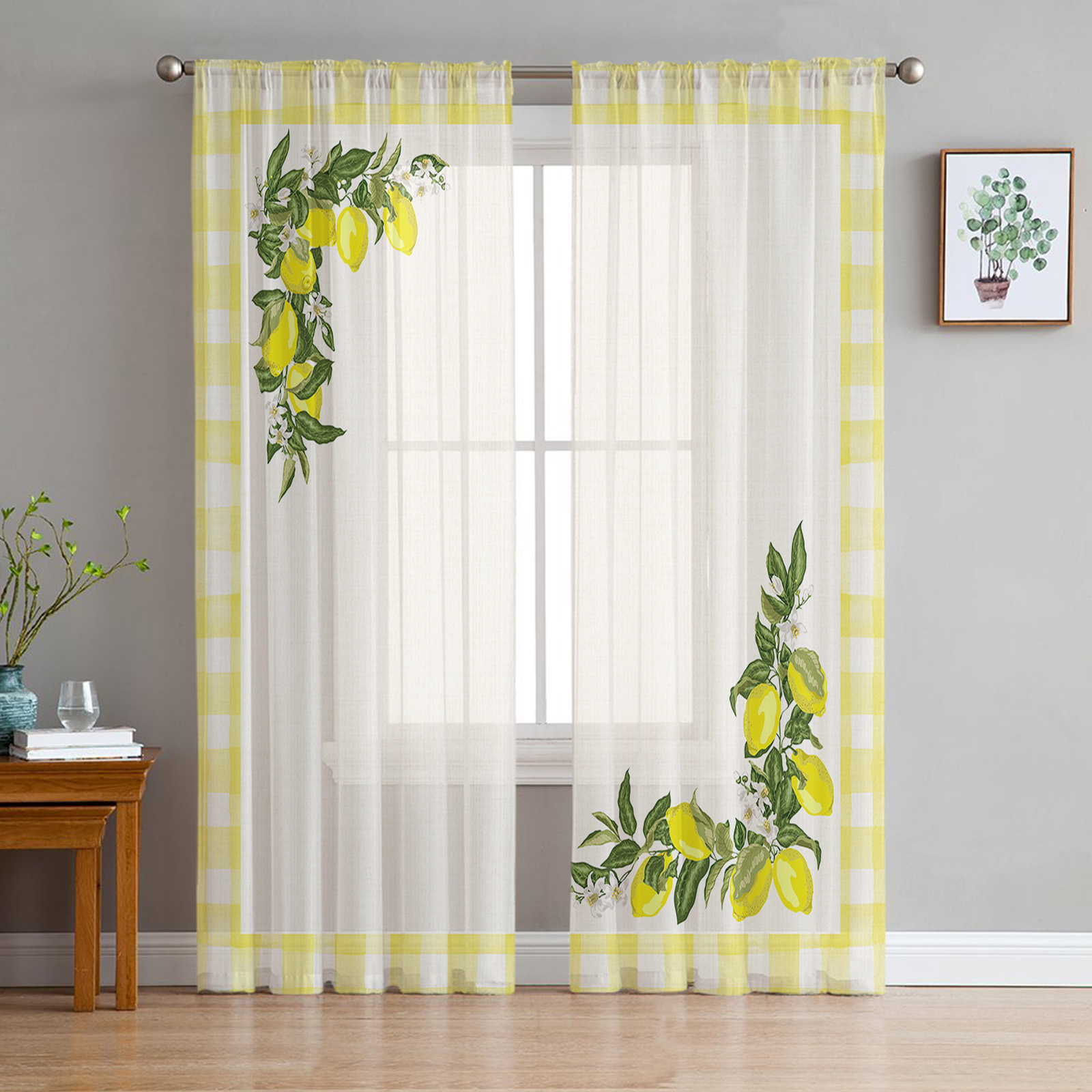 Classic Italian Brunch Pattern Lemon Fruit Tulle Curtains for Living ...