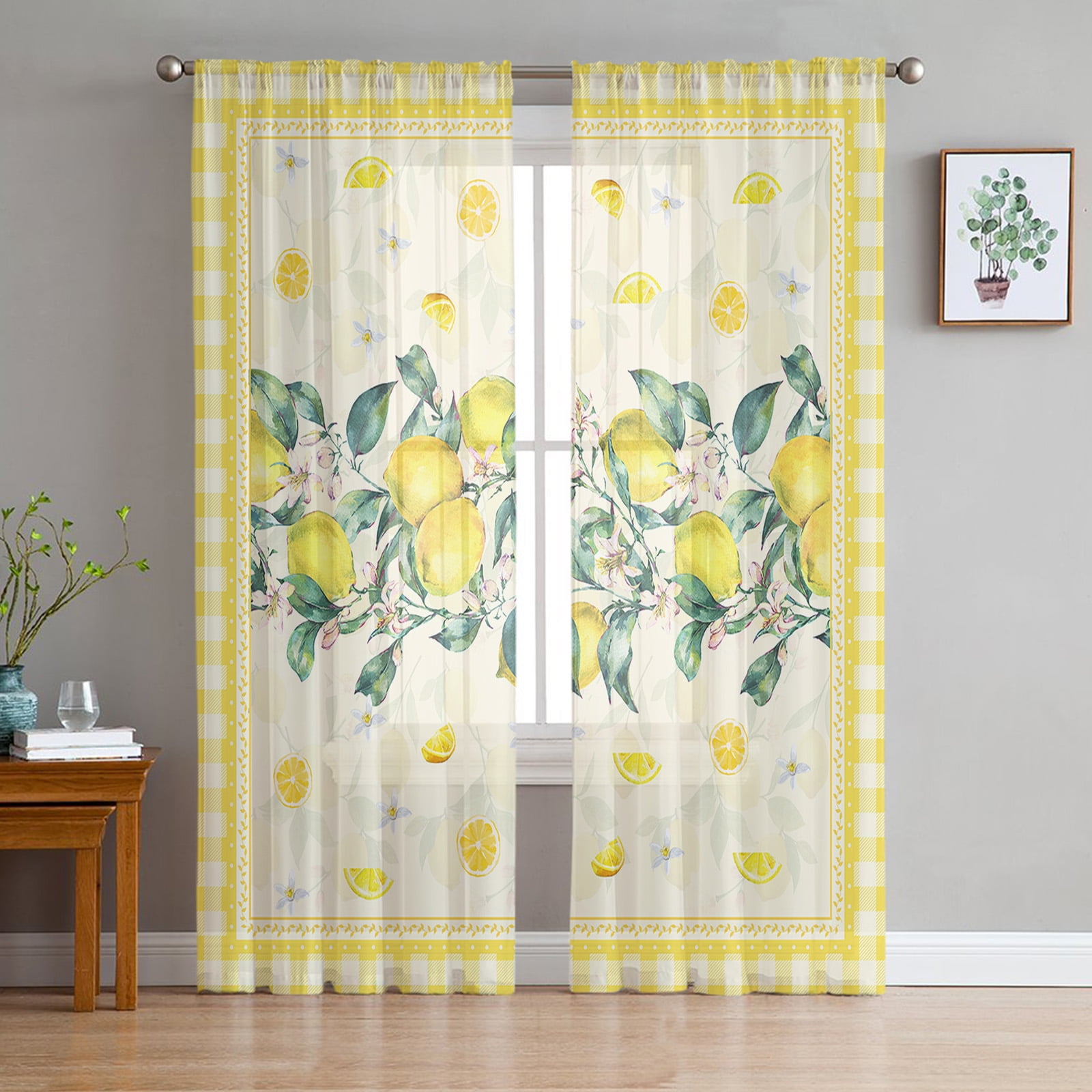 Classic Italian Brunch Pattern Lemon Fruit Tulle Curtains for Living ...