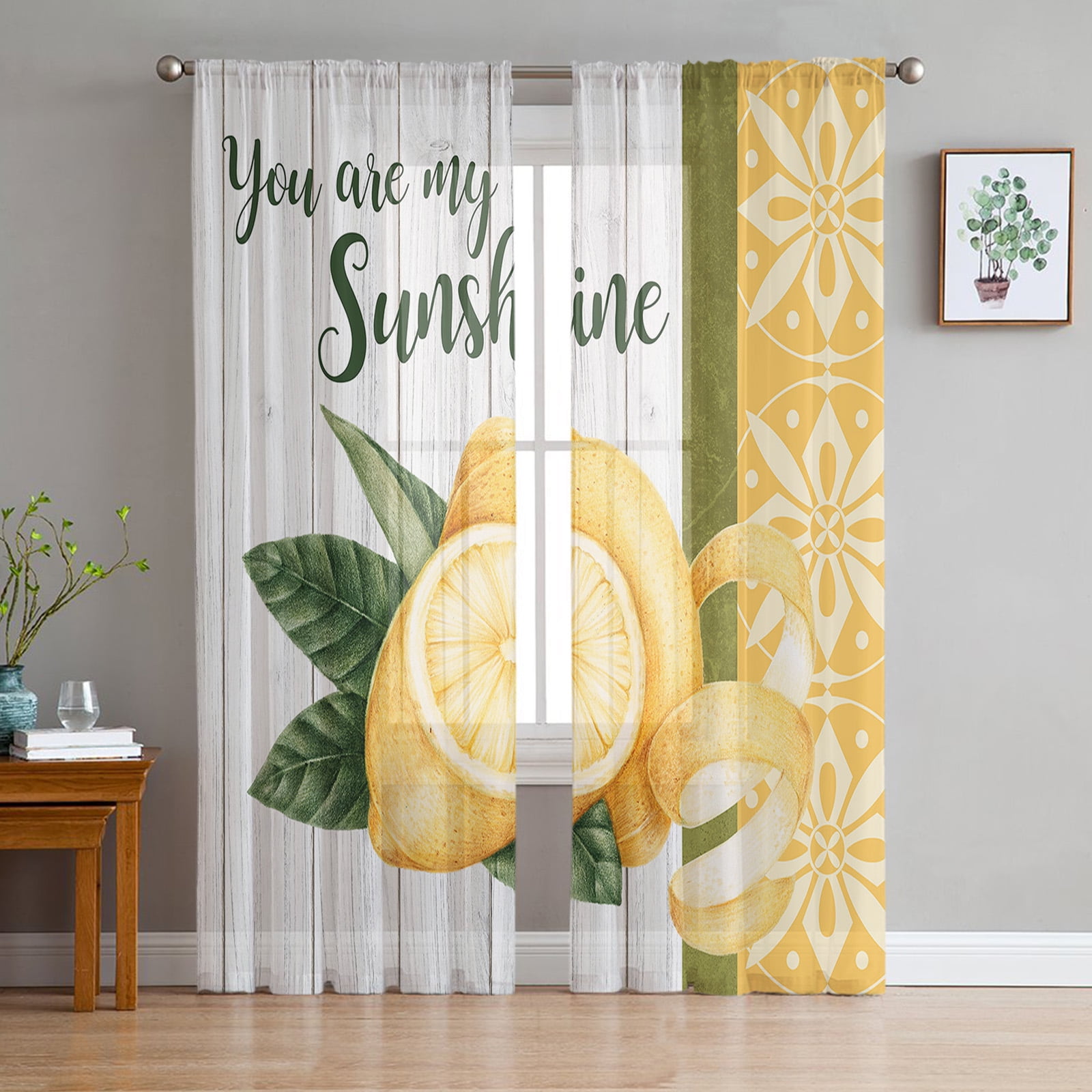 Classic Italian Brunch Pattern Lemon Fruit Tulle Curtains for Living ...