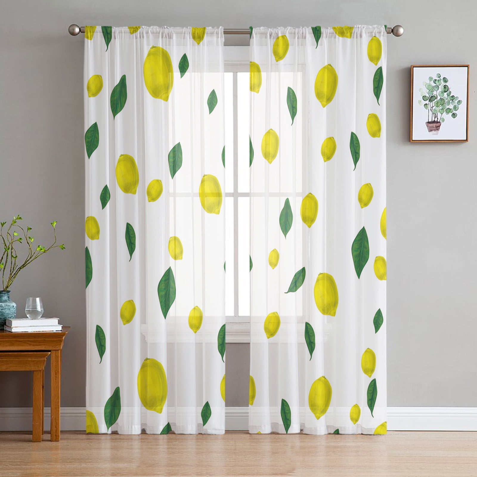 Classic Italian Brunch Pattern Lemon Fruit Tulle Curtains for Living ...