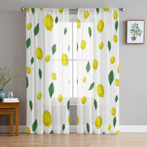 Classic Italian Brunch Pattern Lemon Fruit Tulle Curtains for Living ...