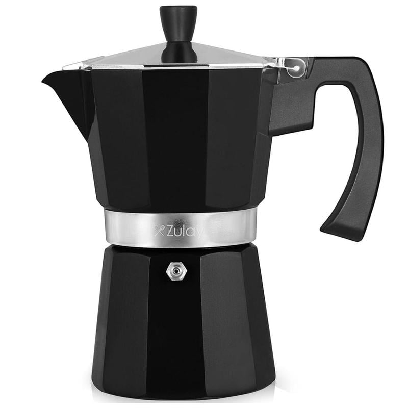 Classic Italian Moka Pot with Curved Handle - Aluminum Stovetop ...