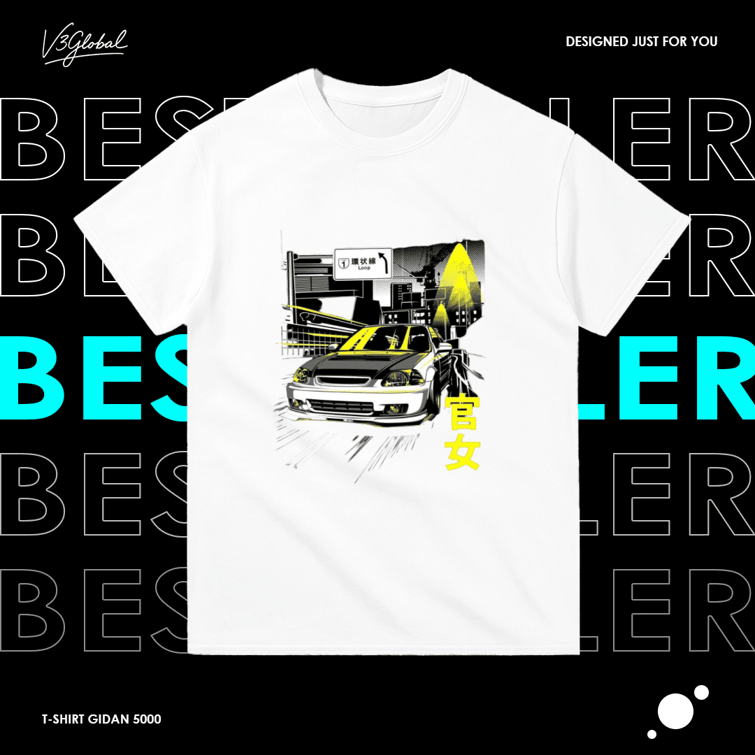 Classic JDM Kanjo Racer Honda Civic EK9 on the Osaka Loop Express ...