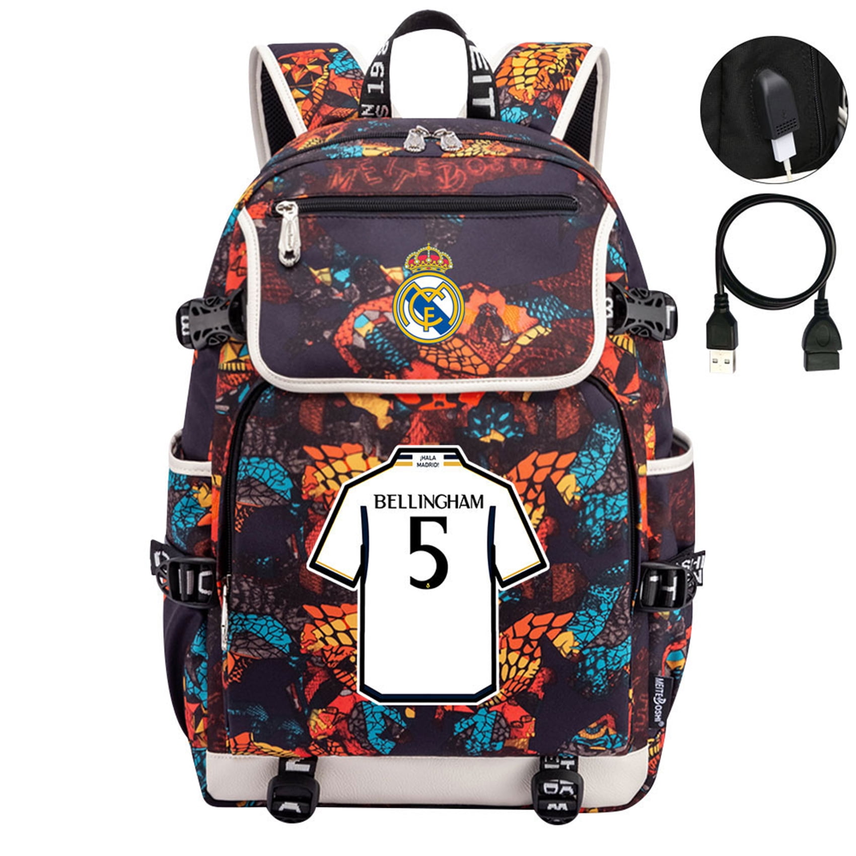 Classic Jude Bellingham Backpack Lightweight School Book Bag with USB ...