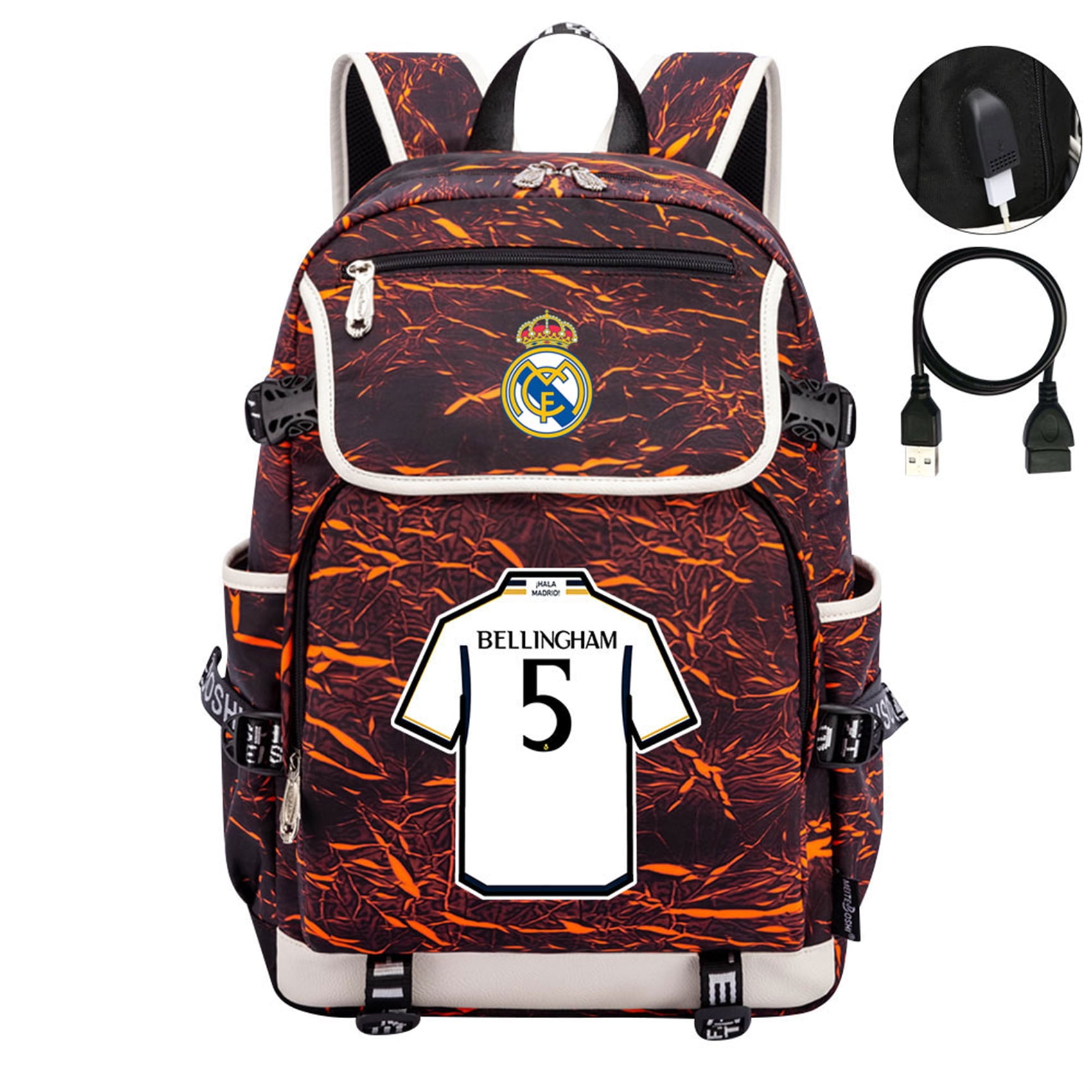 Classic Jude Bellingham Backpack Lightweight School Book Bag with USB ...