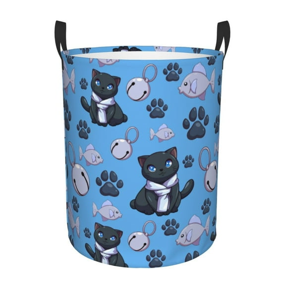 Classic Katong Cat Fish Blue Laundry Basket with Handles - Freestanding ...