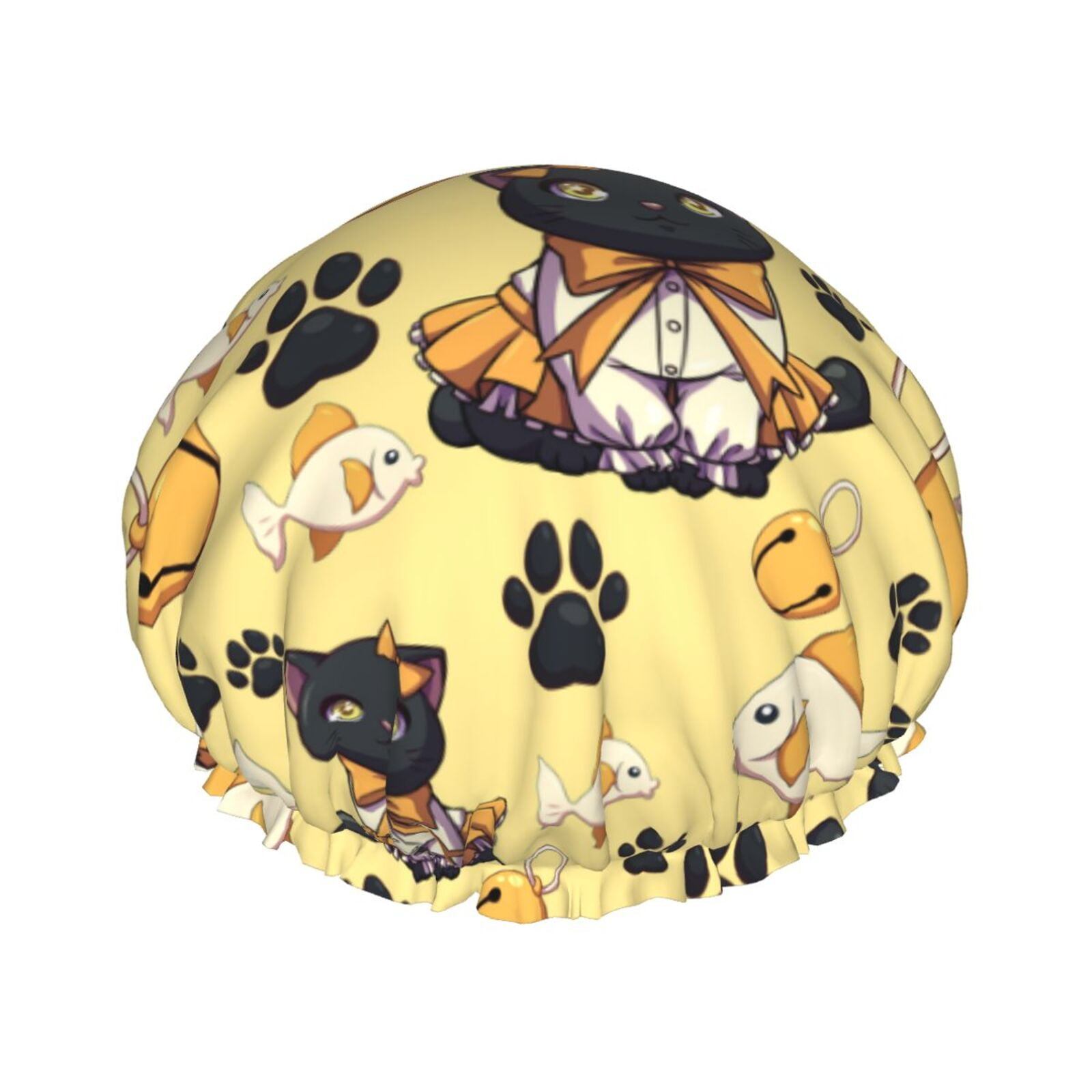 Classic Katong Cat Fish Yellow Shower Cap, Double Layers Shower Cap ...