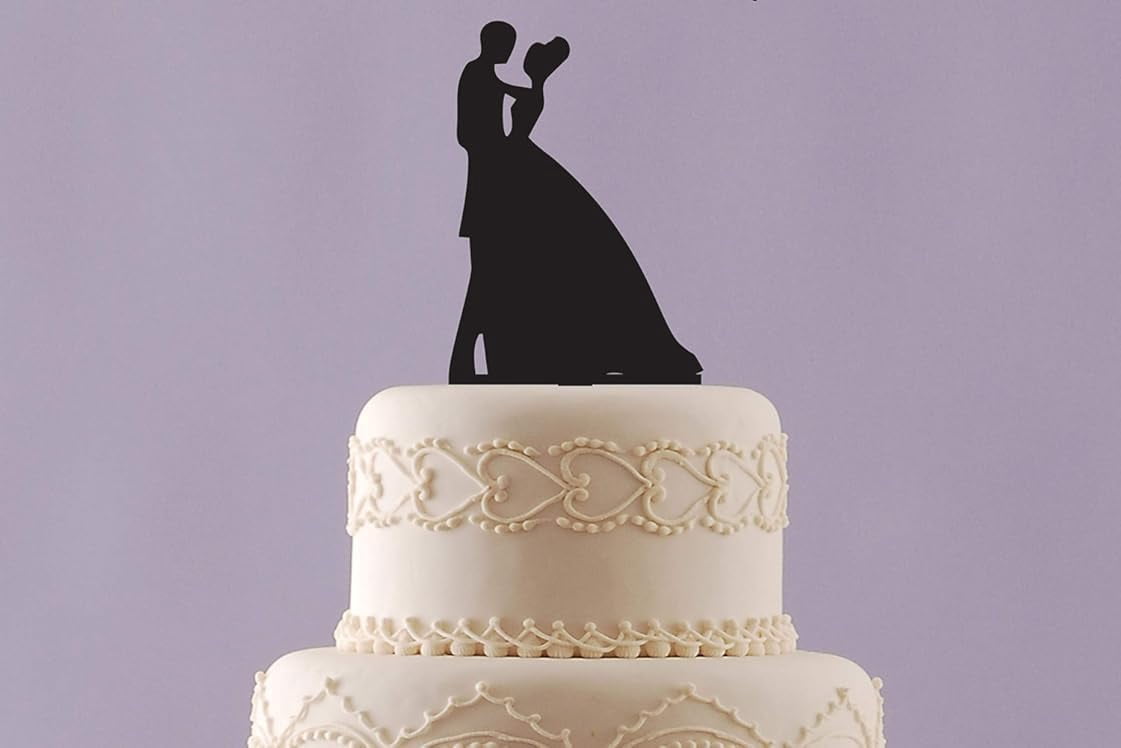 Classic Kissing Bride Groom Acrylic Wedding Cake Topper, Romantic ...