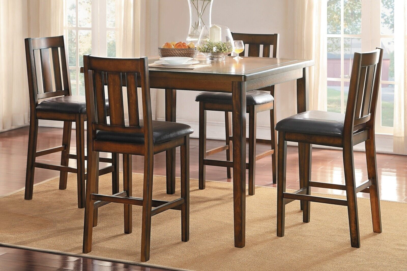 Classic Kitchen 5pc Counter Height Set Dining Table and 4 Chairs Set ...