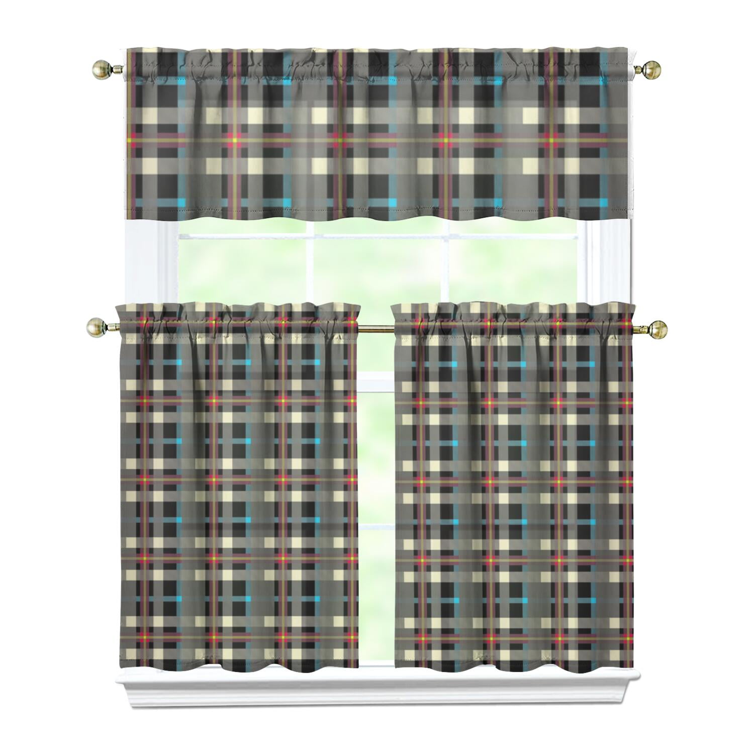 Classic Kitchen Curtains Set Tier and Valance Fashion Stylish Chic ...