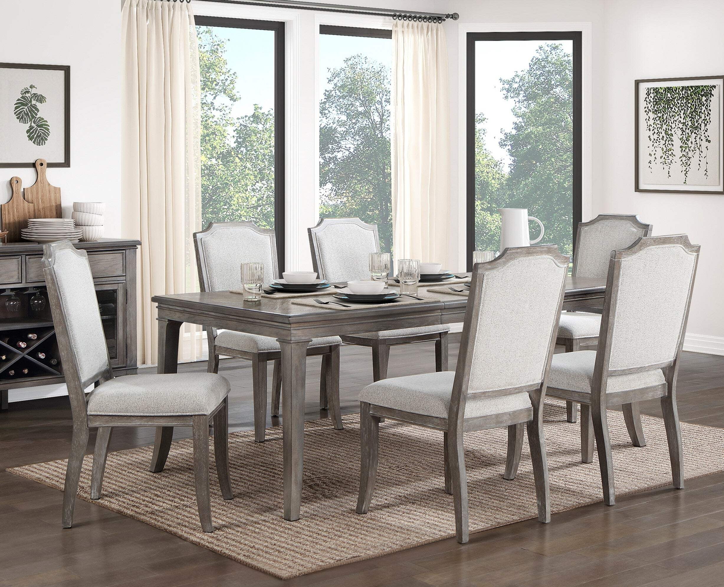 Classic Kitchen Dining 7Pc Set Extendable Table And 6 Side Chairs ...