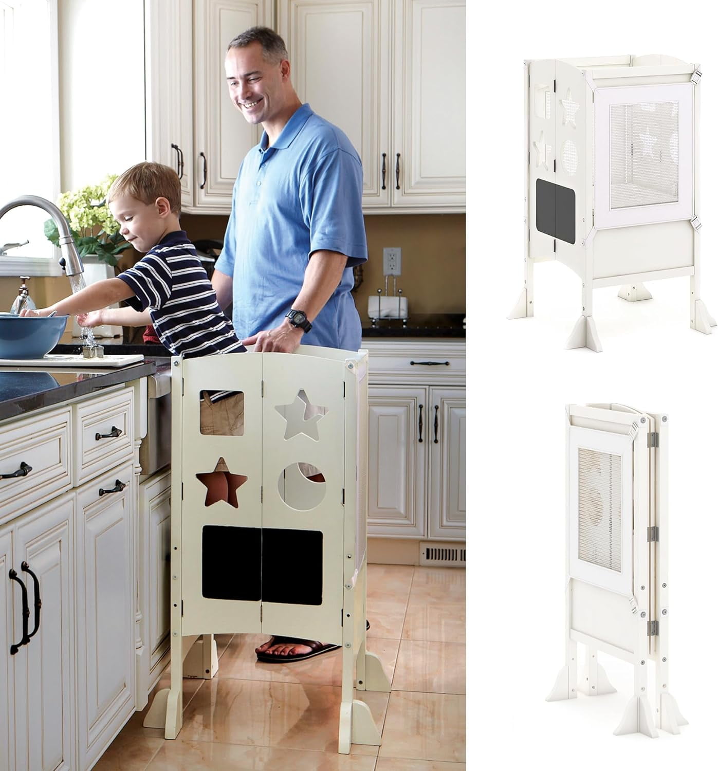 Classic Kitchen Helper® Stool - Ivory: Foldable Toddler Tower with ...