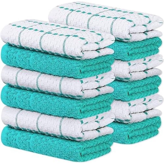 Classic Kitchen Towels - 12 Pack 100% Natural Cotton Towel Set ...