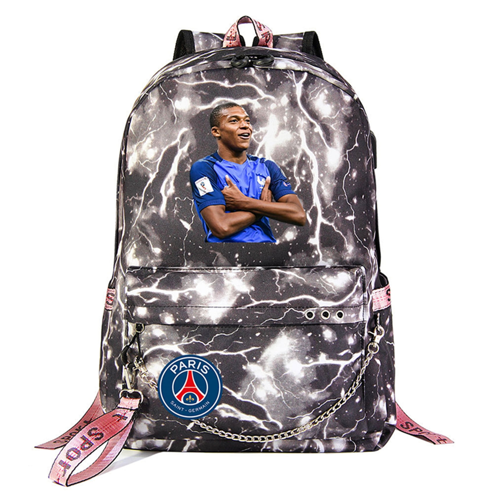 Classic Kylian Mbappe Backpack Lightweight Laptop Bag with USB Charge ...