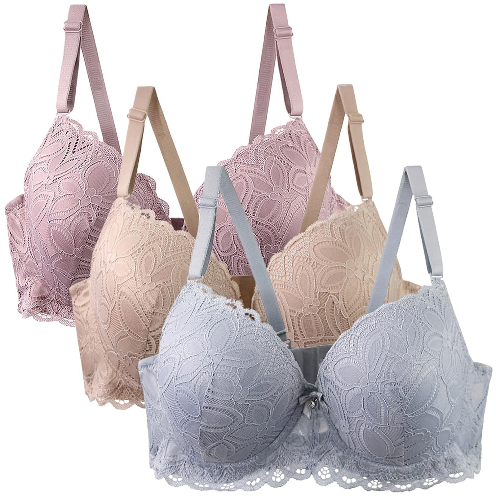 Classic Lace Bras With Underwire - 3PC Set, Supportive Sports And Daily ...