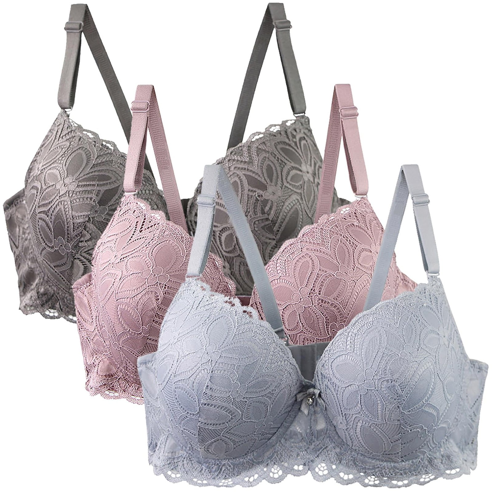 Classic Lace Bras With Underwire - 3PC Set, Supportive Sports And Daily ...