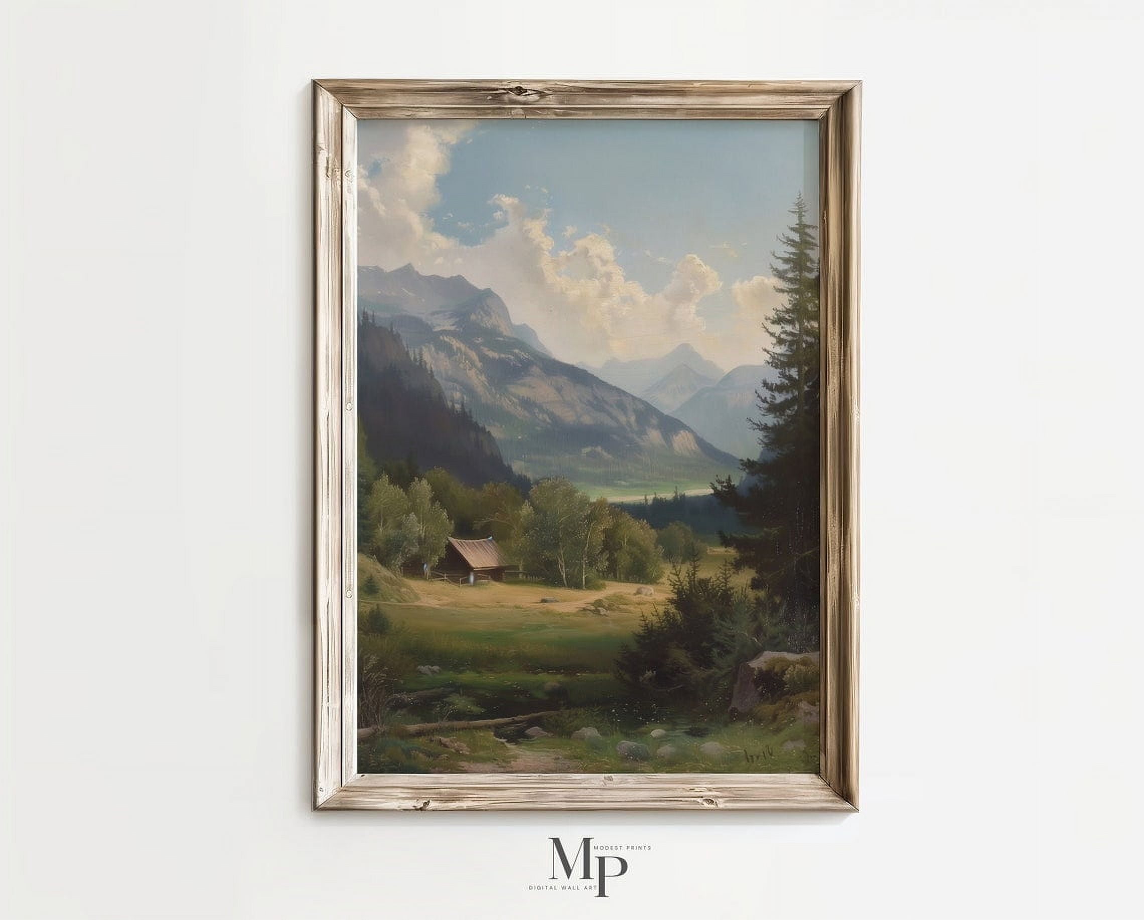 Classic Landscape Art Print Mountains Countryside Art Classic Rustic ...