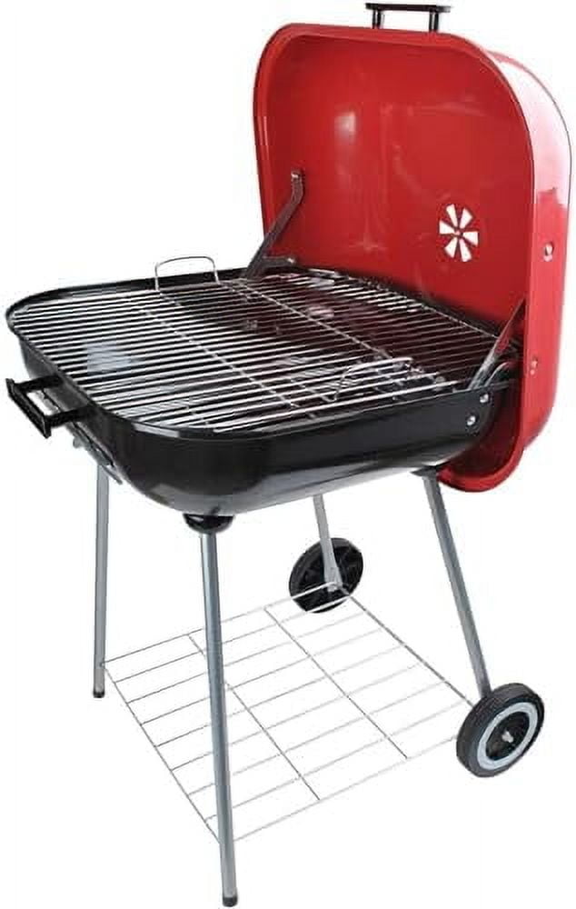 Classic Large Square 22" Charcoal Barbecue Kettle Grill with Wheel Legs ...