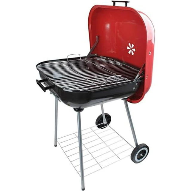 Classic Large Square 22x22" Charcoal Barbecue Grill Portable BBQ Heavy ...