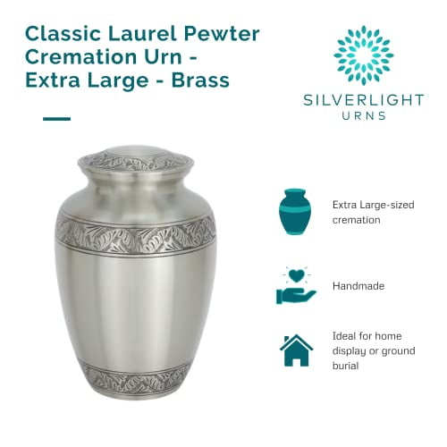 Classic Laurel Pewter Brass Cremation Urn for Ashes - Extra Large ...