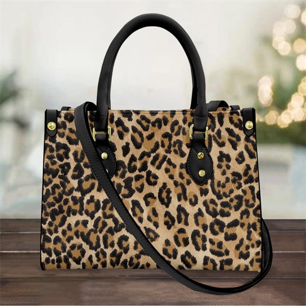 Classic Leopard Design Women PU Leather Tote Shoulder Bags for Teen ...