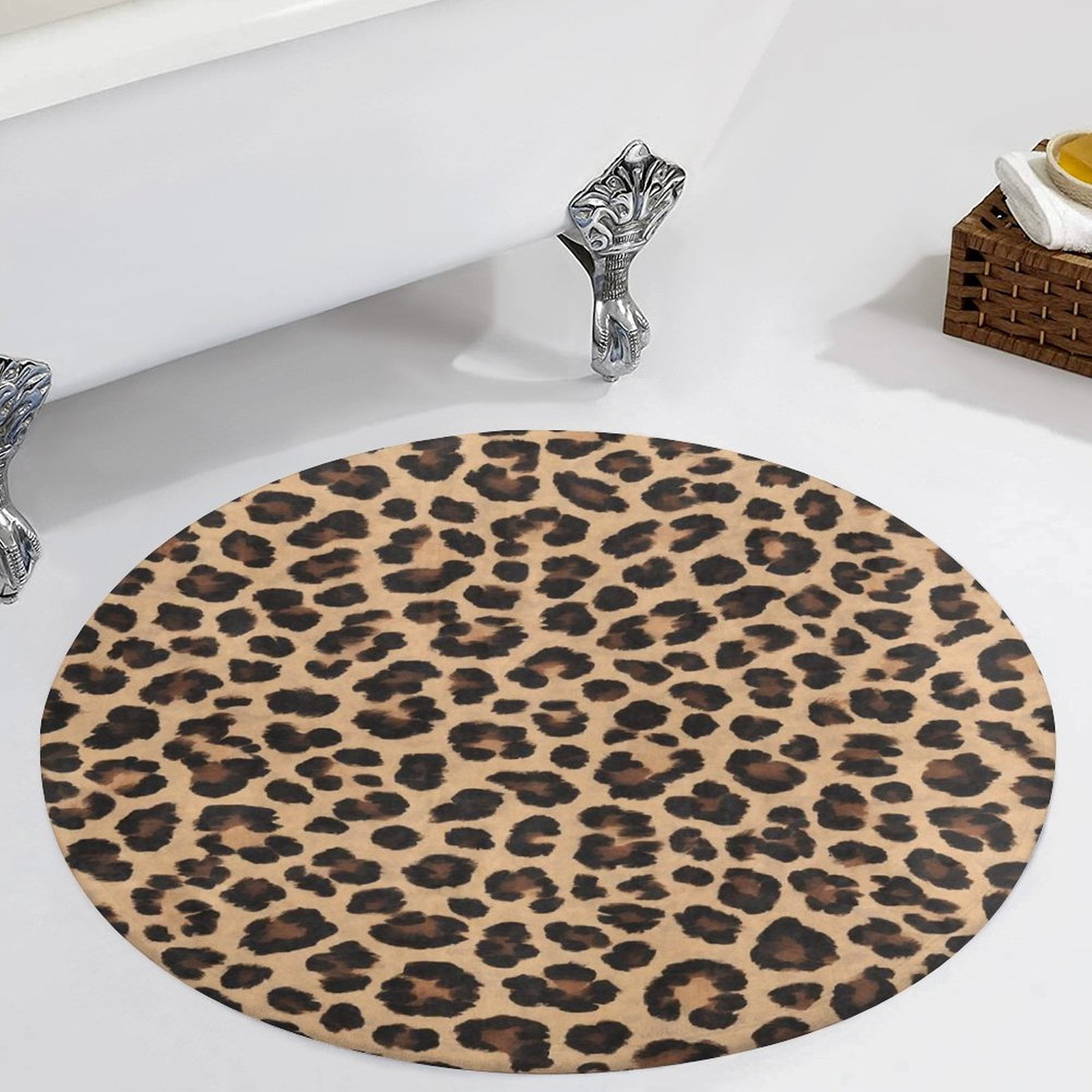 Classic Leopard Print Seamless Pattern Round Carpet Circle Rug Outdoor ...