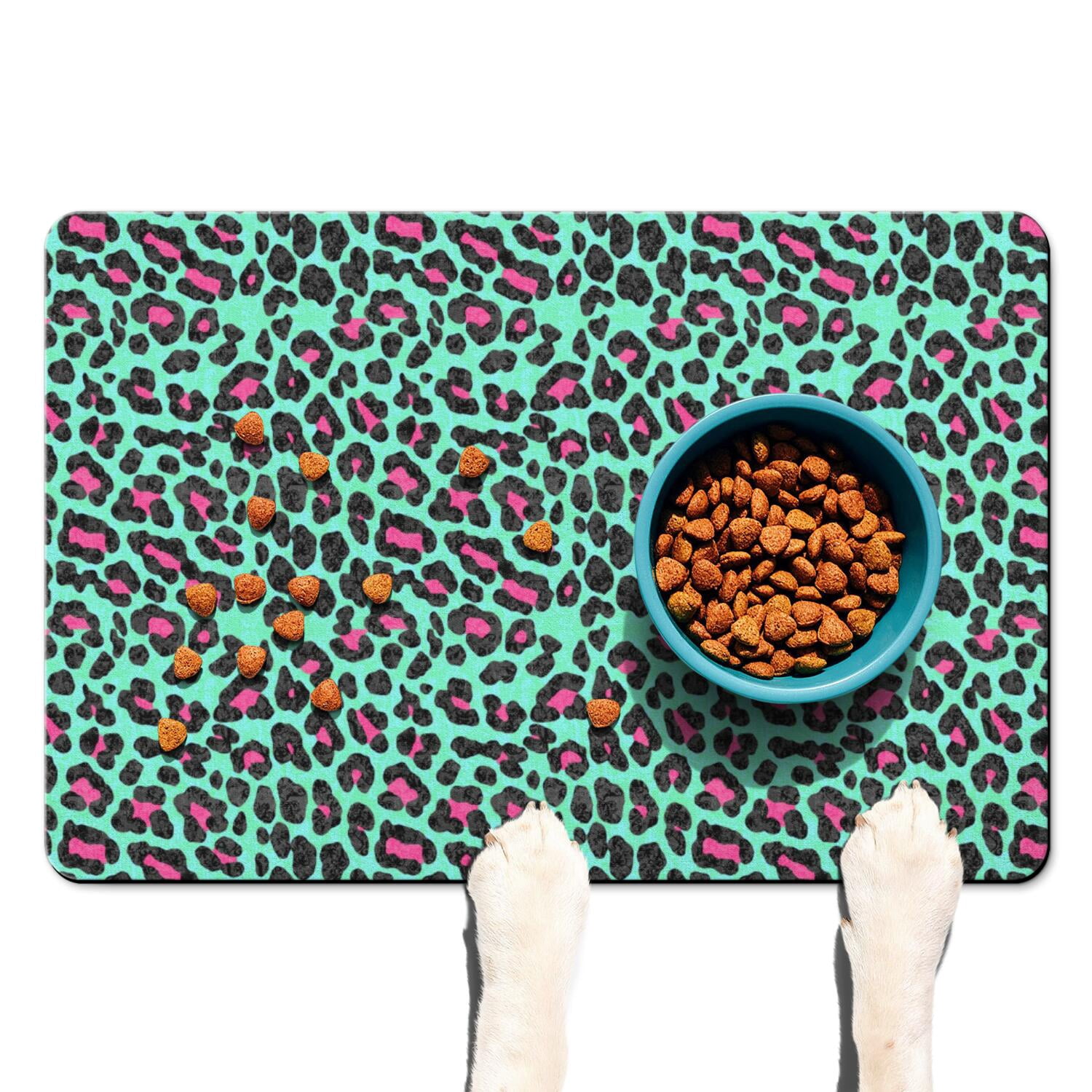 Classic Leopard Spots Pet Mat - Timeless Cheetah Design Bowl Pad - Eco ...