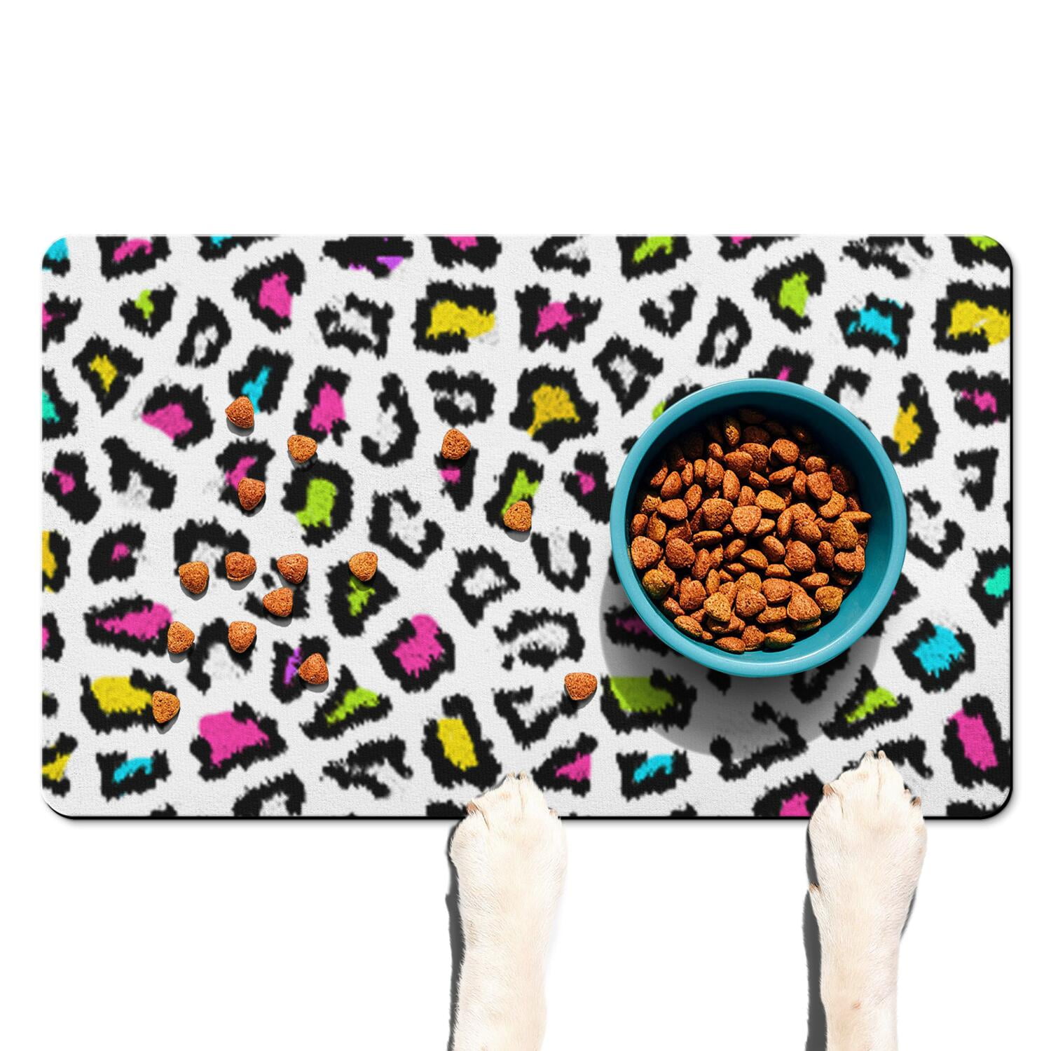 Classic Leopard Spots Pet Mat - Timeless Cheetah Design Bowl Pad - Eco ...