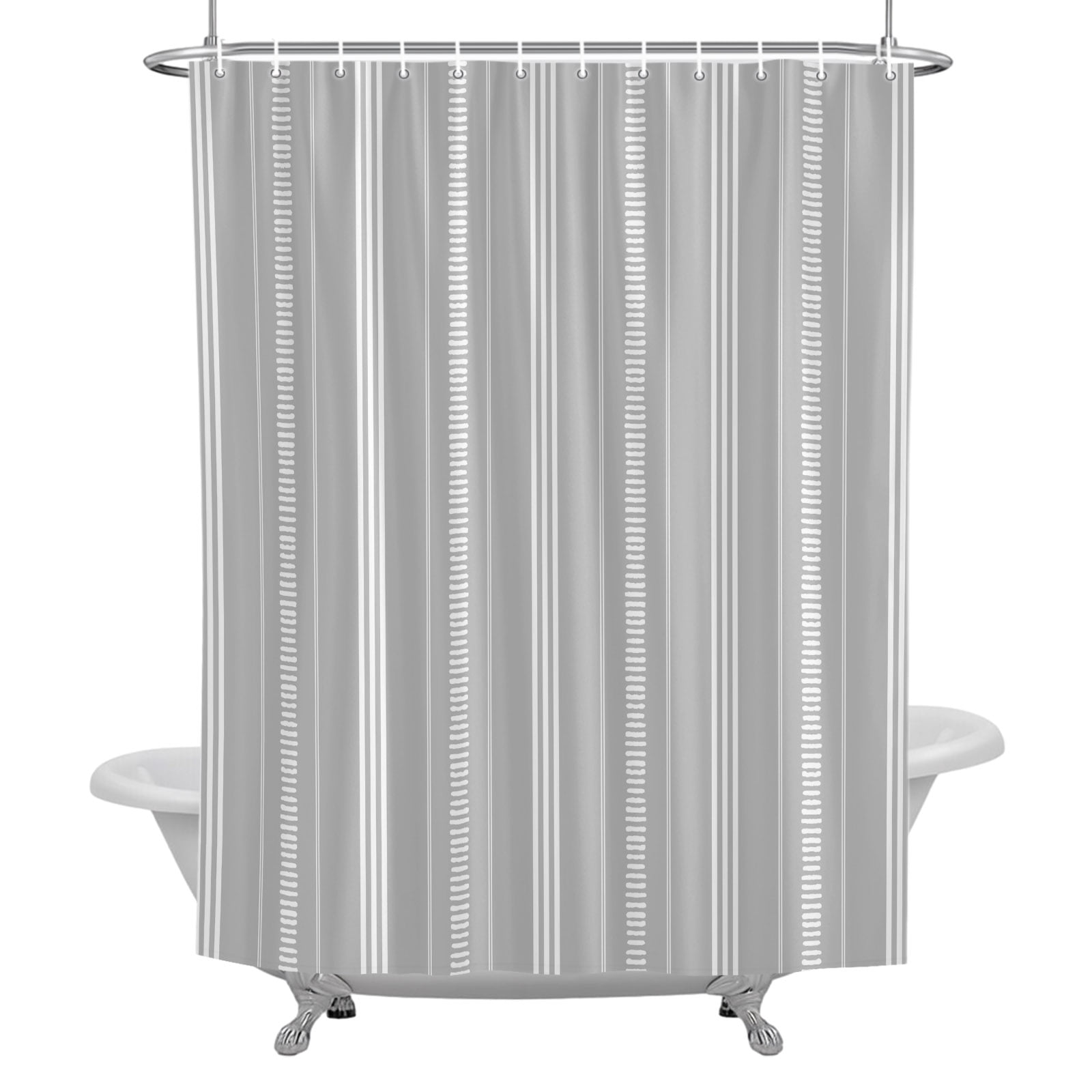 Classic Light Gray Lines Shower Curtain, Modern Vertical Stripes ...