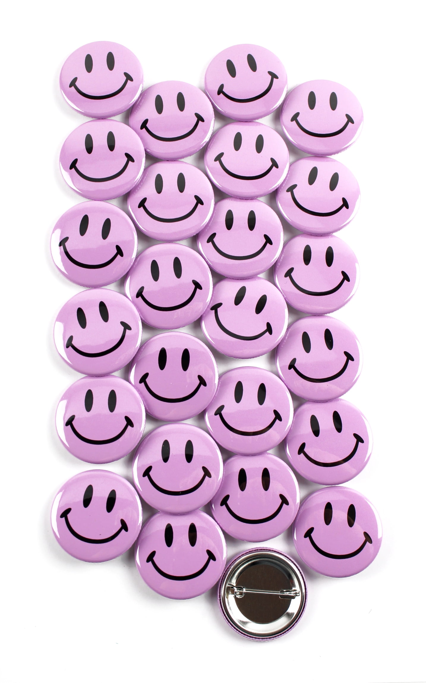 Classic Lilac Smiley Face Pinback Button Badges - 1.5 Inch Round - 25 ...