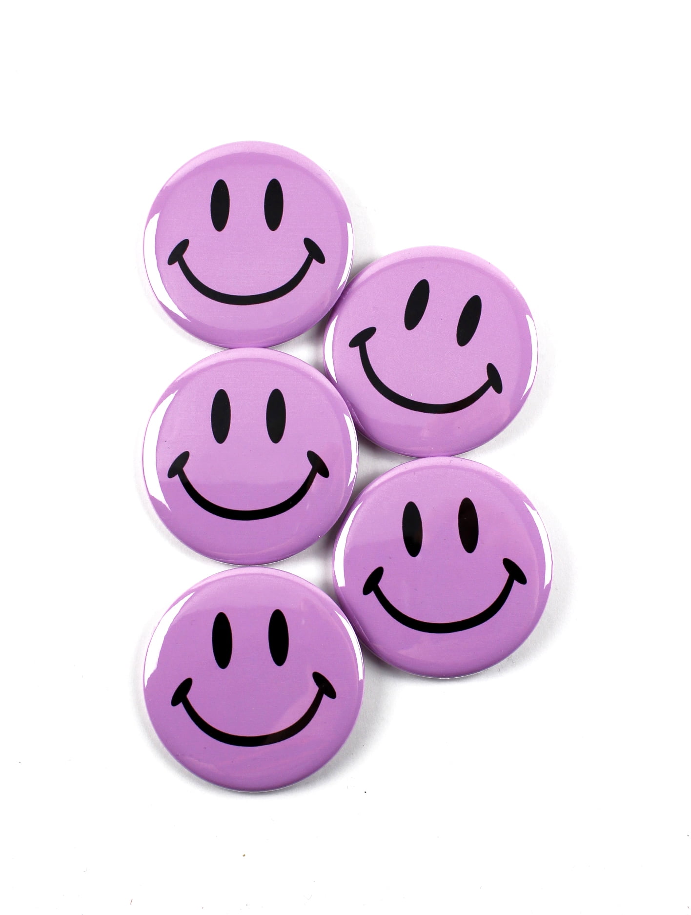 Classic Lilac Smiley Face Pinback Button Badges - 2.25 Inch Round - 5 ...