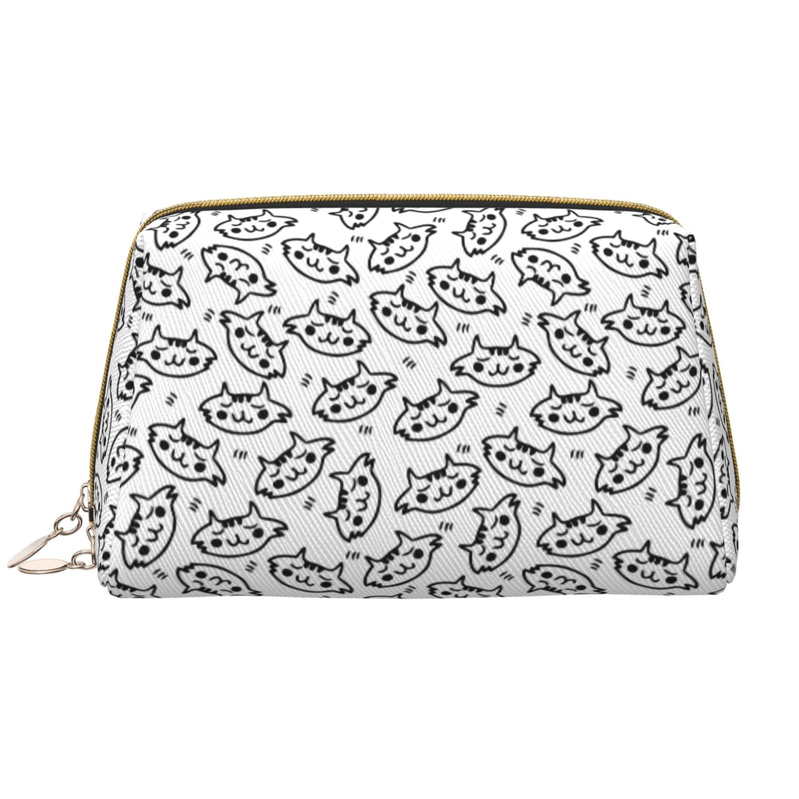 Classic Line Cat Face Makeup Bag, Large Capacity Cosmetic Bag Portable ...